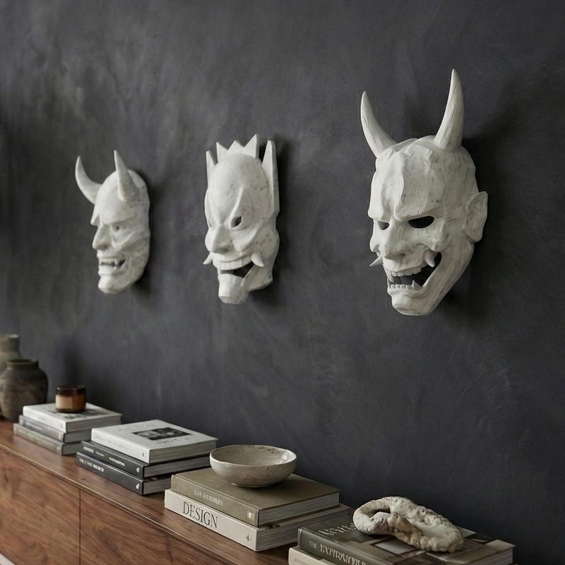 Japanese Oni Mask Poster - Etsy