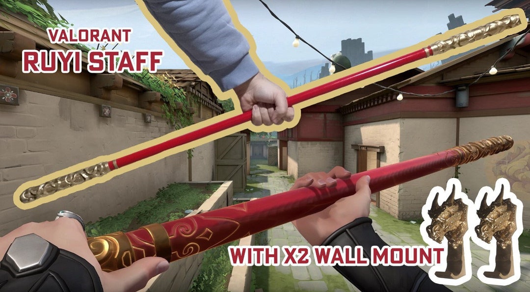 Valorant Ruyi Staff-Metal Body-3D Impreso Puntas Doradas-Con 2X Montaje ...
