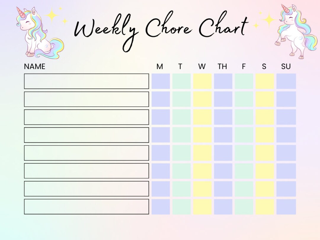 Unicorn Chore Chart - Etsy