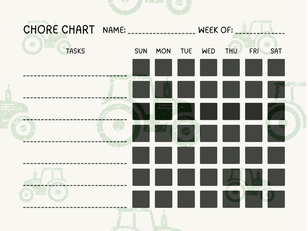 Tractor Chore Chart - Etsy
