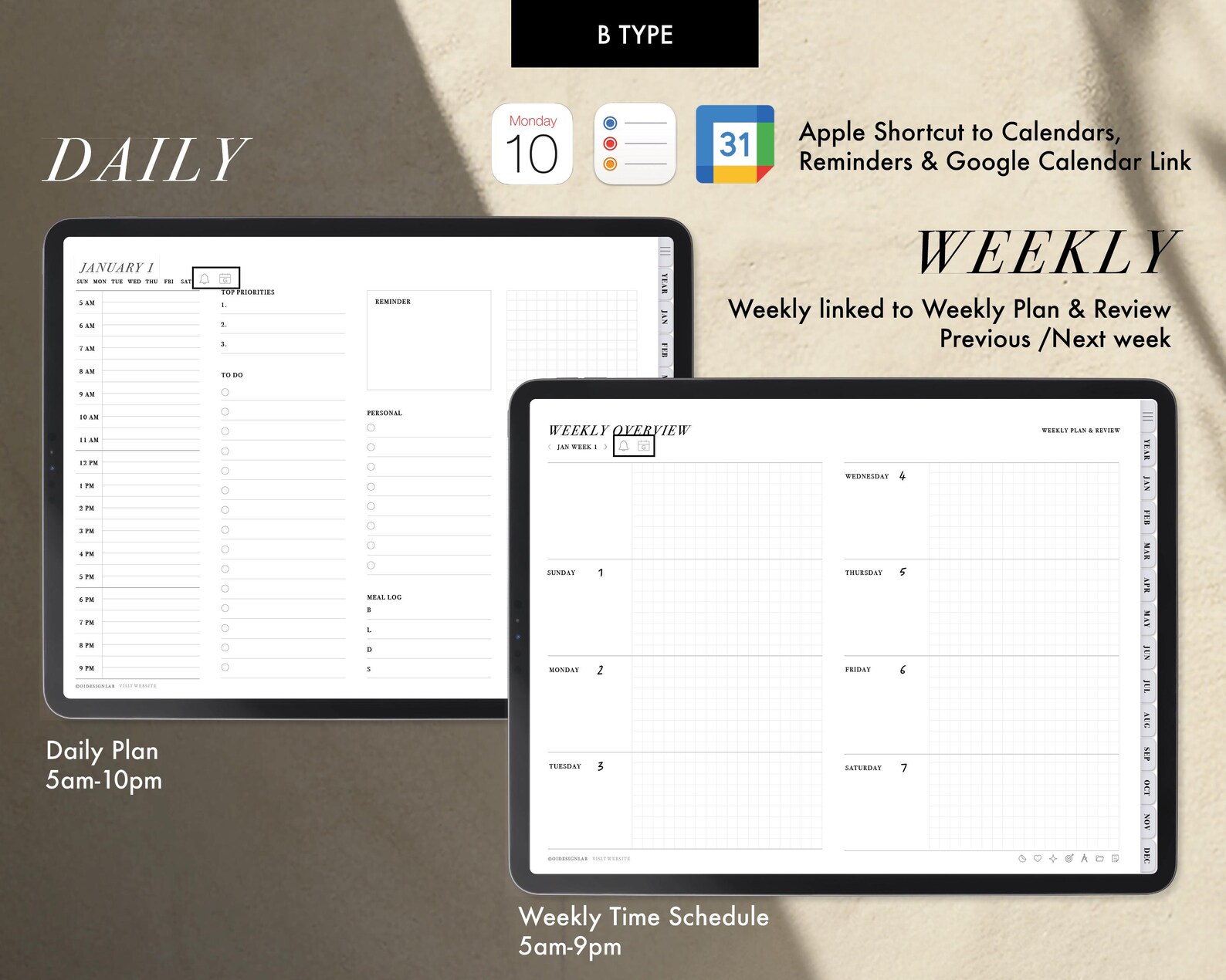 Undated Life Planner Minimalist Goodnotes Undated Digital Planner Apple ...