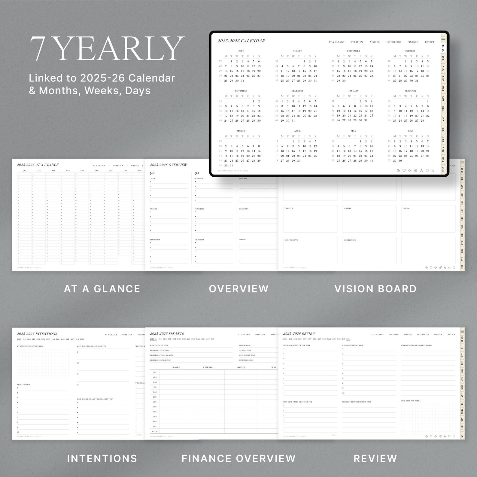2025 2026 Mid Year Life Planner Minimalist Goodnotes Dated Digital ...
