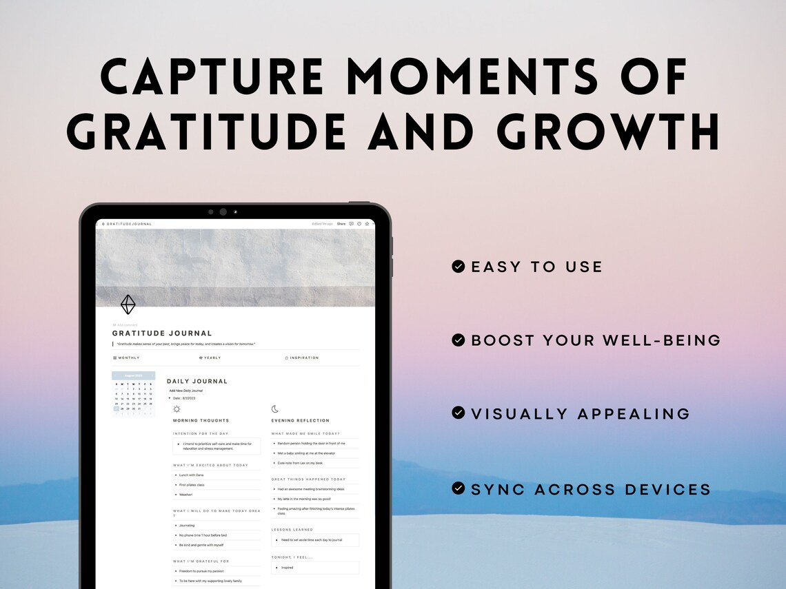 Notion Gratitude Journal Digital Journal Prompts Notion - Etsy
