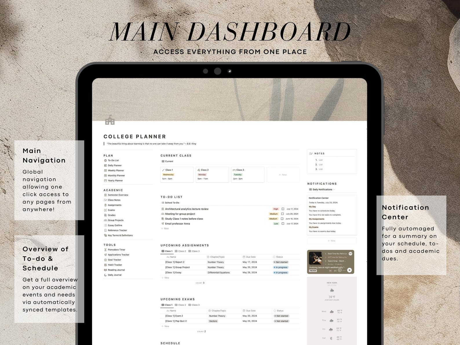 Notion College Planner Ultimate Academic Planner Notion Template ...