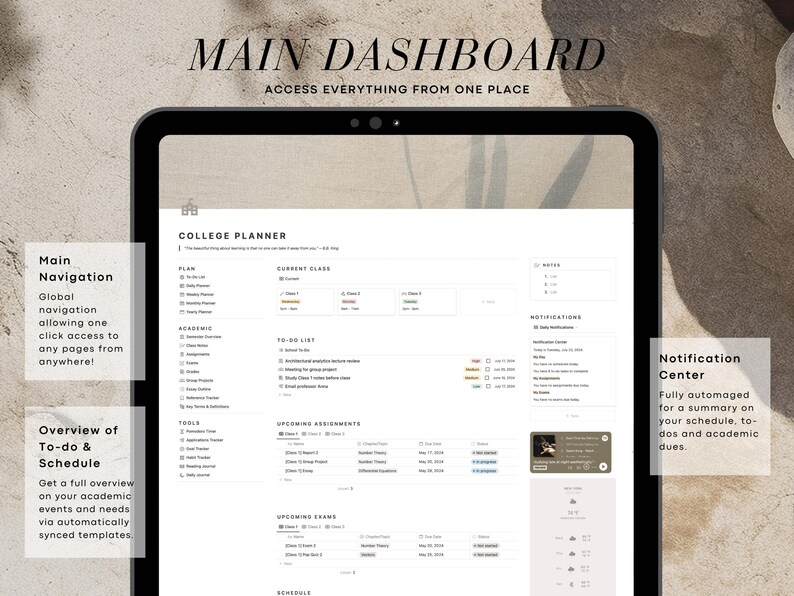 Notion College Planner Ultimate Academic Planner Notion Template Student Planner Notion ...