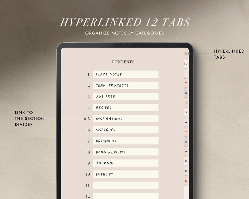 Portrait Digital Notebook Goodnotes Undated Planner iPad Minimalist ...