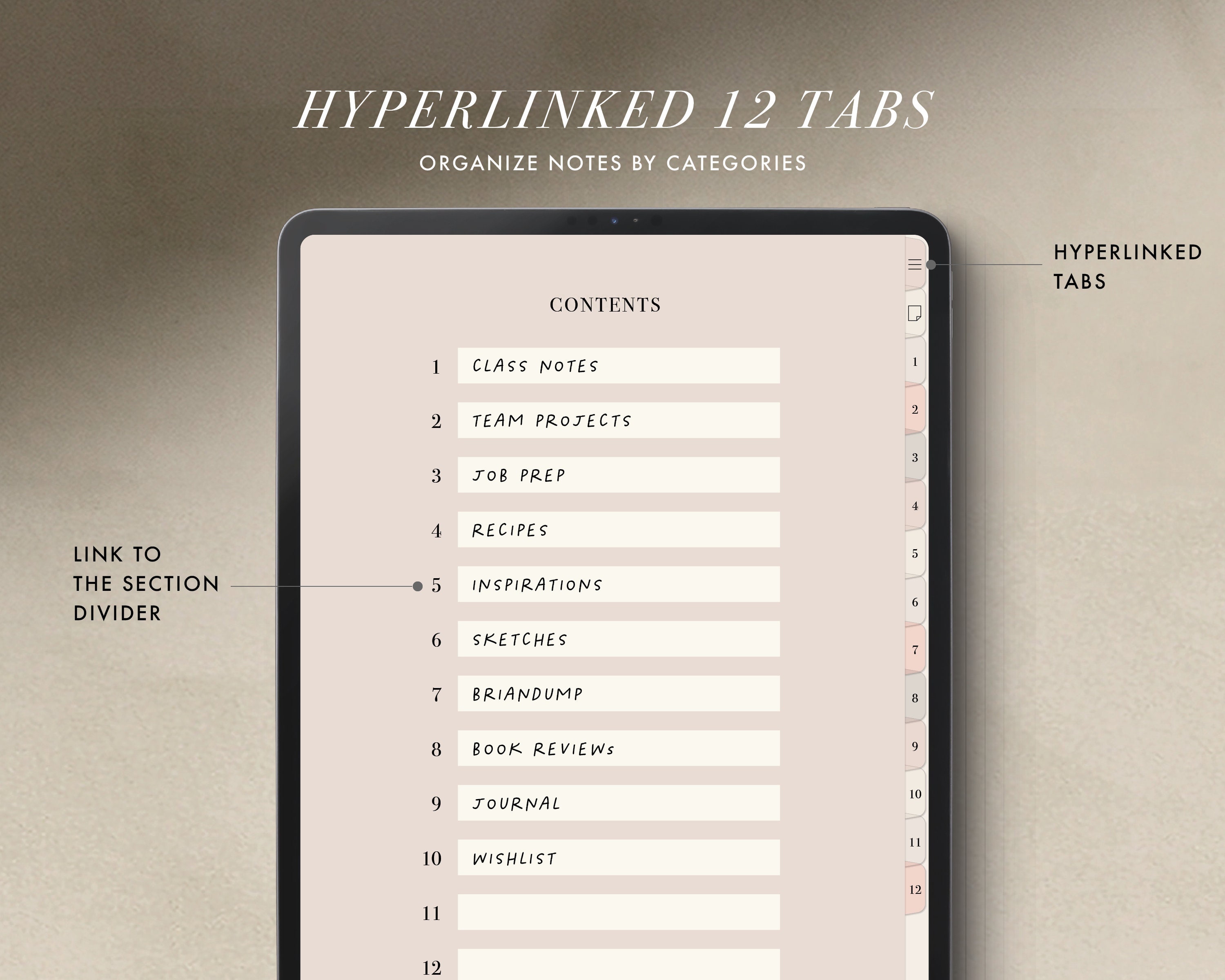 Portrait Digital Notebook Goodnotes Undated Planner iPad Minimalist ...