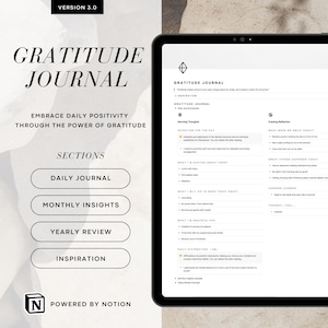 Notion Gratitude Journal Template Digital Journal Notion Daily Journal Daily Review 5 Minute ...