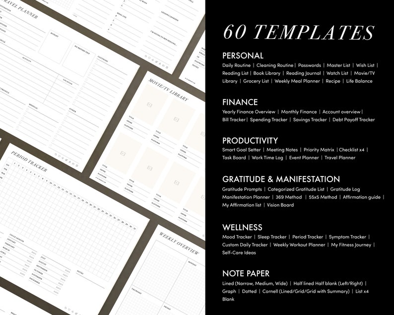 Undated Life Planner Minimalist Goodnotes Undated Digital Planner Apple ...