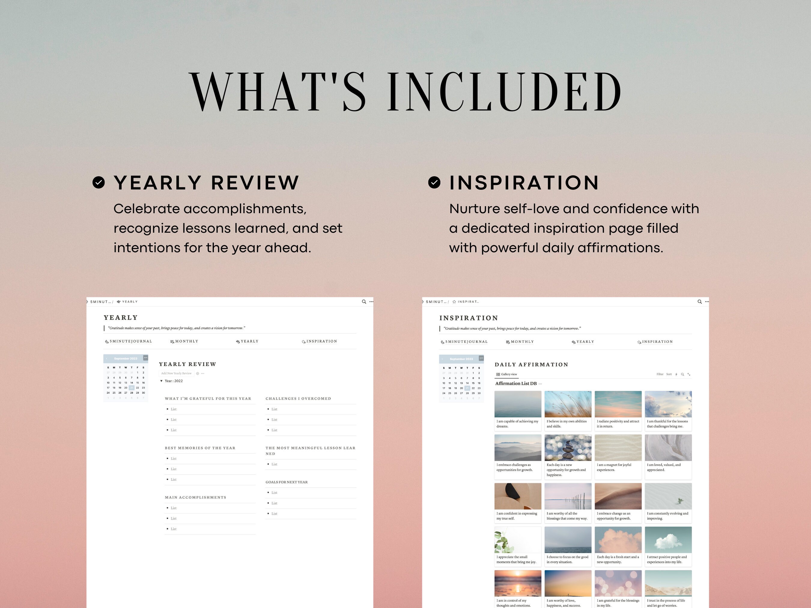 Notion Daily 5 Minute Journal Digital Prompts Notion Template Gratitude ...