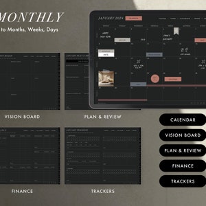 2024 Digital Planner Dark Mode Goodnotes Dated Life Planner Minimalist ...