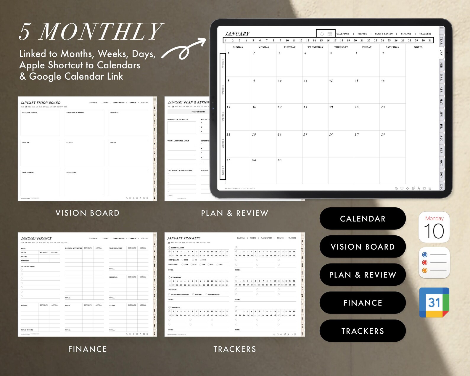 Undated Life Planner Minimalist Goodnotes Undated Digital Planner Apple ...