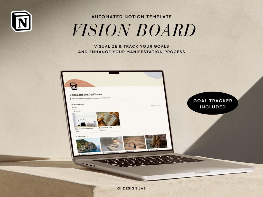Notion Vision Board With Goal Tracker Manifestation Goal Planner ...