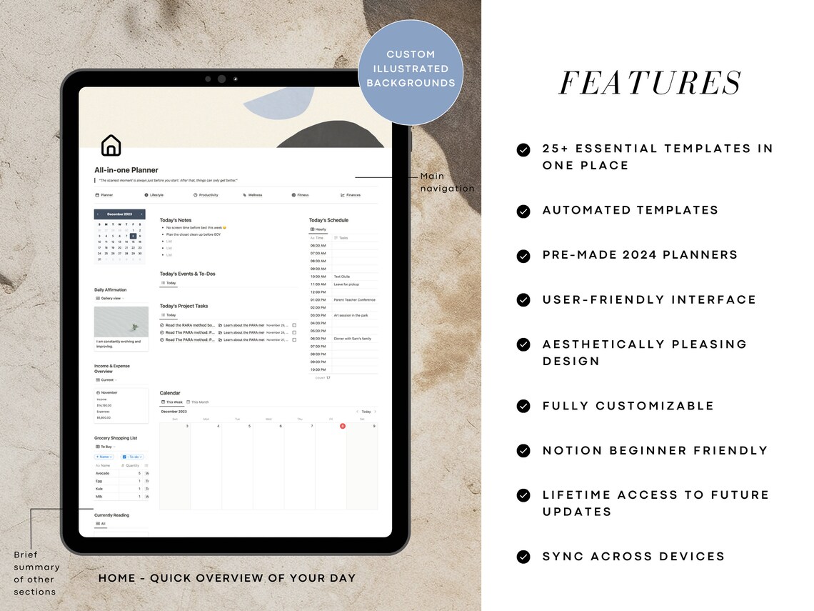 All in One Planner 2024 Notion Template Ultimate Life Planner Notion ...