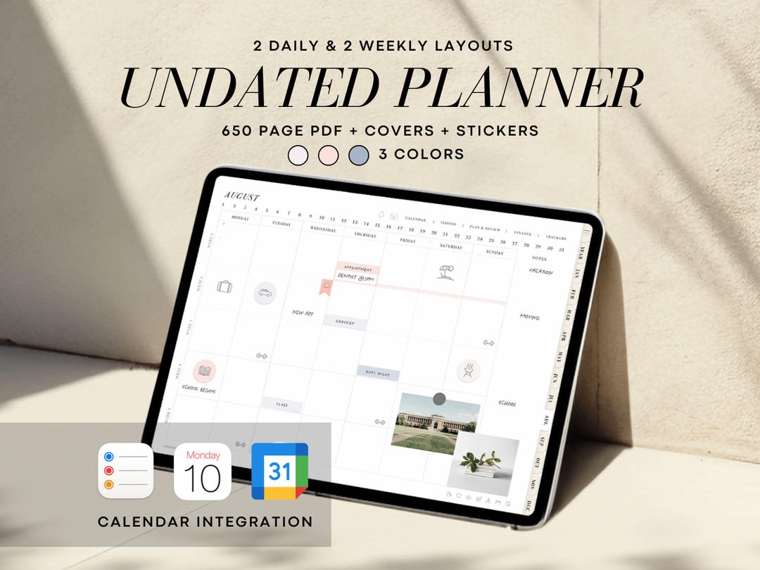 Undated Life Planner Minimalist Goodnotes Undated Digital Planner Apple ...