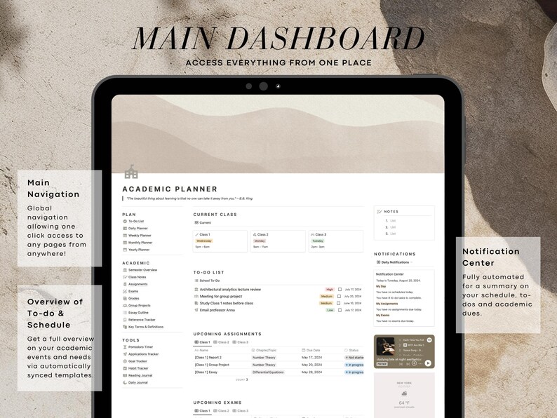 Notion Academic Planner Notion Student Planner Template College Planner ...