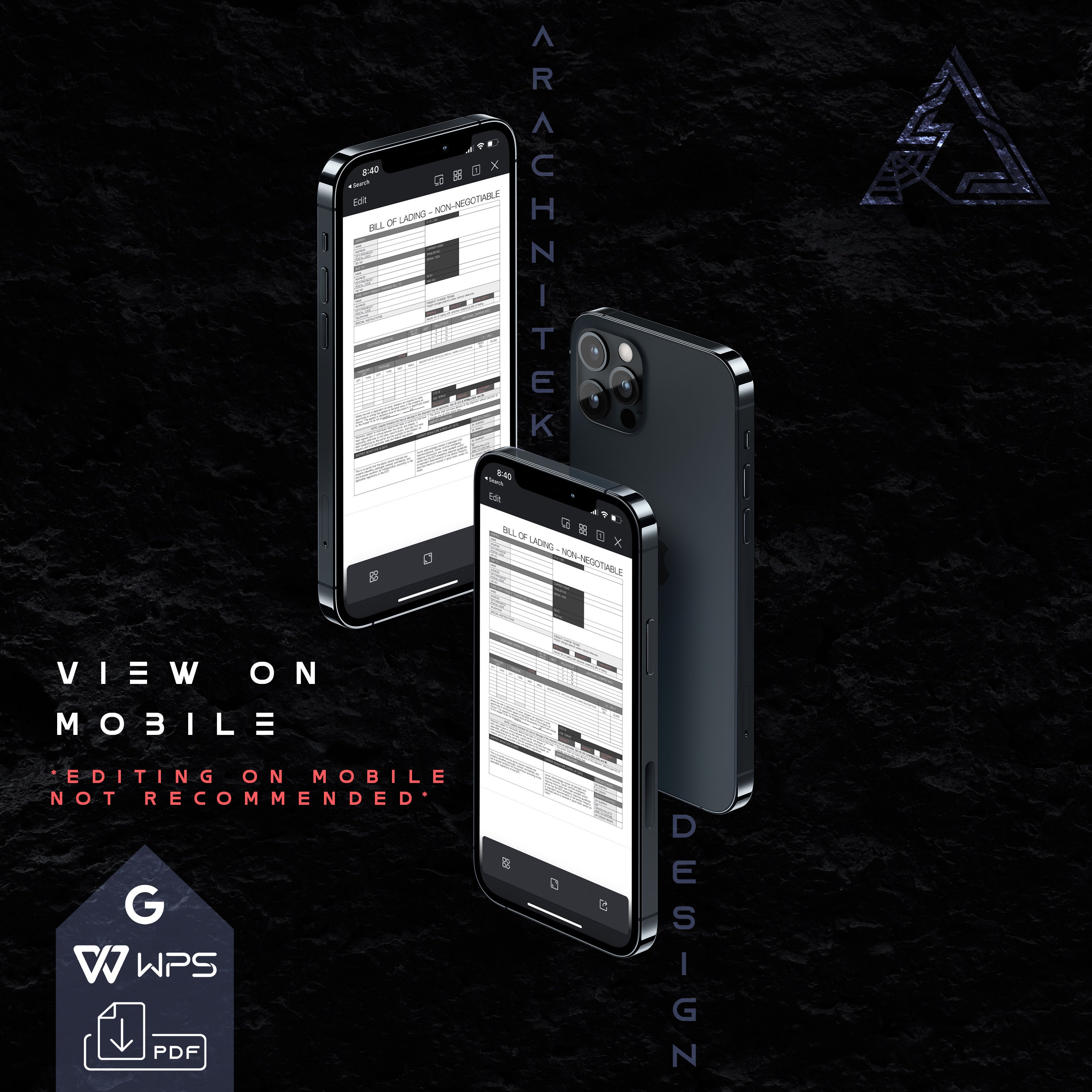 Bill of Lading Template 1 Page Printable Business Form Editable BOL BOL ...