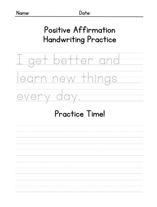 Positive Affirmations Writing Practice Worksheets Pre-k - Etsy