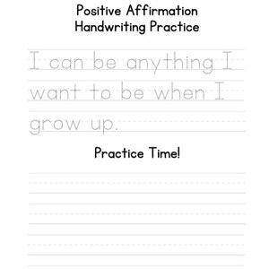 Positive Affirmations Writing Practice Worksheets - Pre-k - Etsy