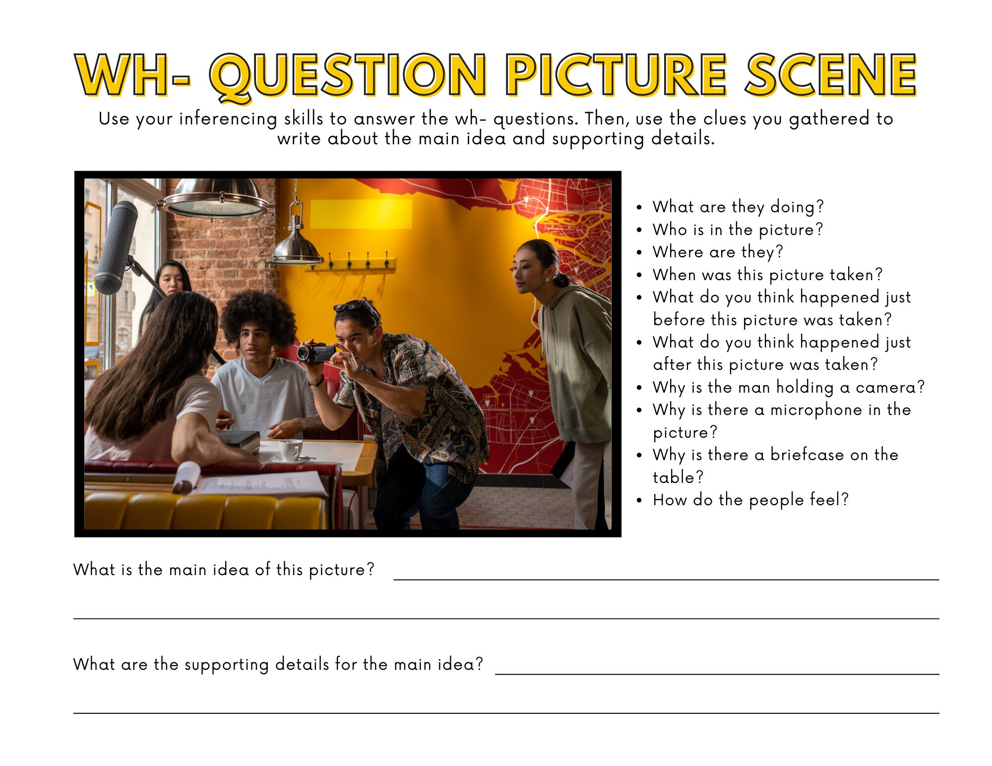 Wh Question Picture Scene Speech Therapy Worksheet - Etsy