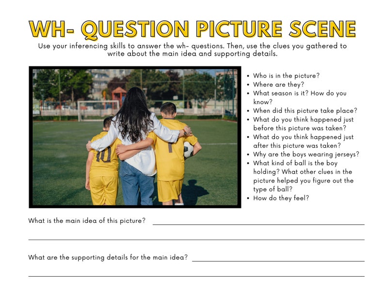 Wh Question Picture Scene Speech Therapy Worksheet - Etsy
