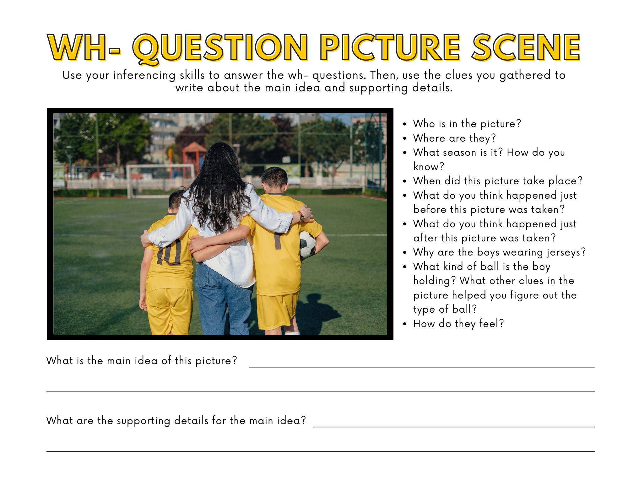 Wh Question Picture Scene Speech Therapy Worksheet - Etsy