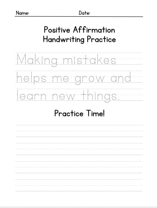 Positive Affirmations Writing Practice Worksheets - Pre-k - Etsy