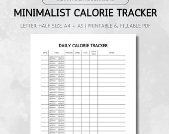 Printable Weekly Calorie Tracker, Meal Management, Health and Fitness ...