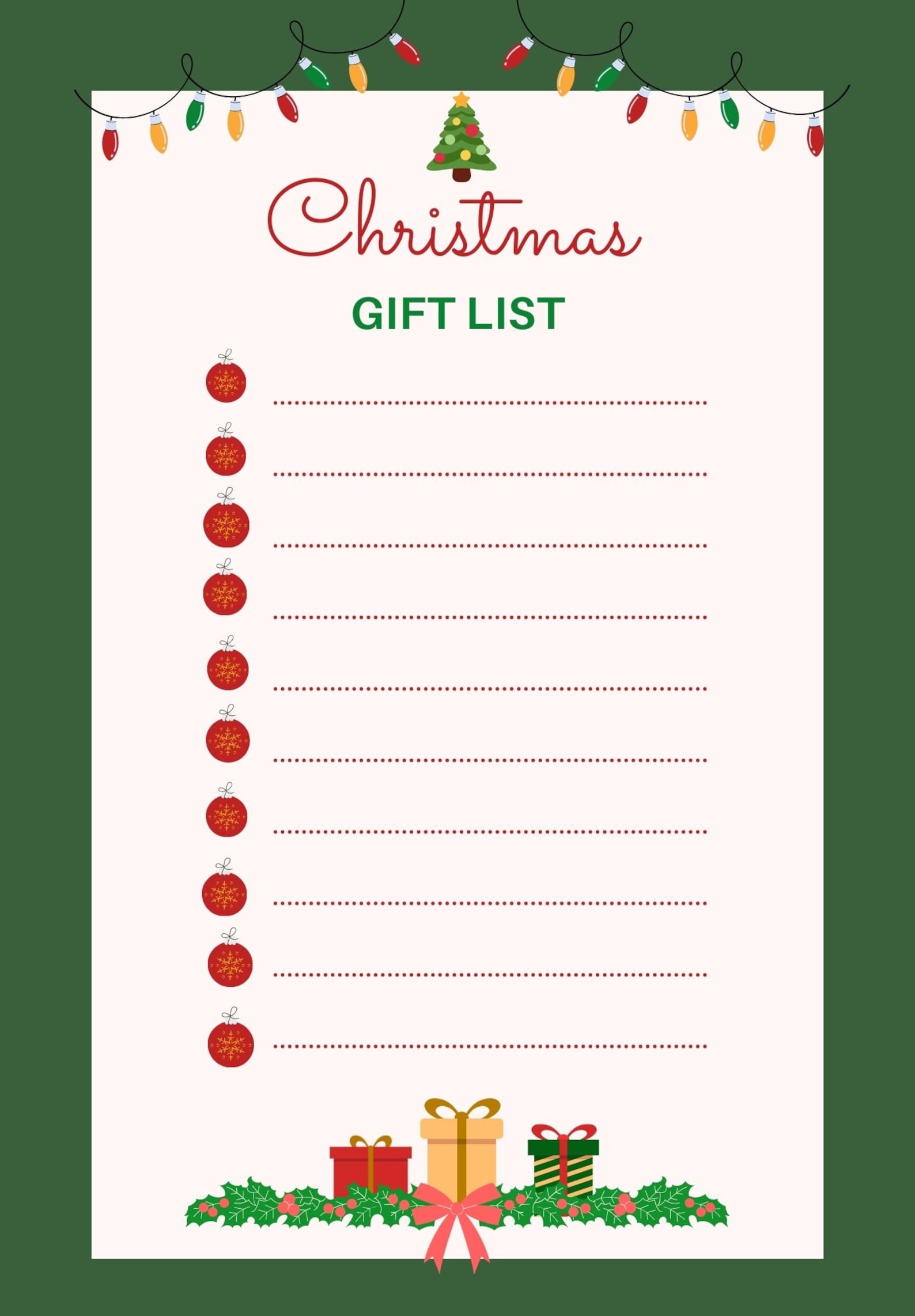 Printable| Christmas| List| Pdf| Holidays| Kids| Adults| Organize ...