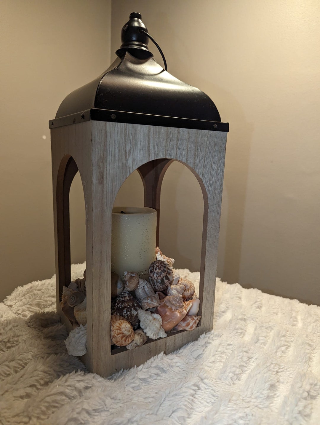 Wooden Seashell Lantern With Candle - Etsy