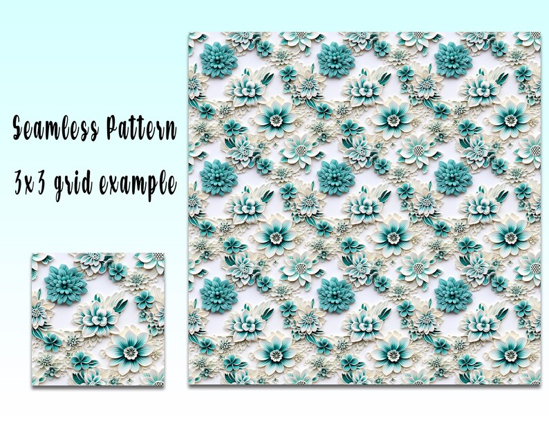 Tile Flower Patterns 3D Floral Tile Designs Floral Sublimation Seamless ...