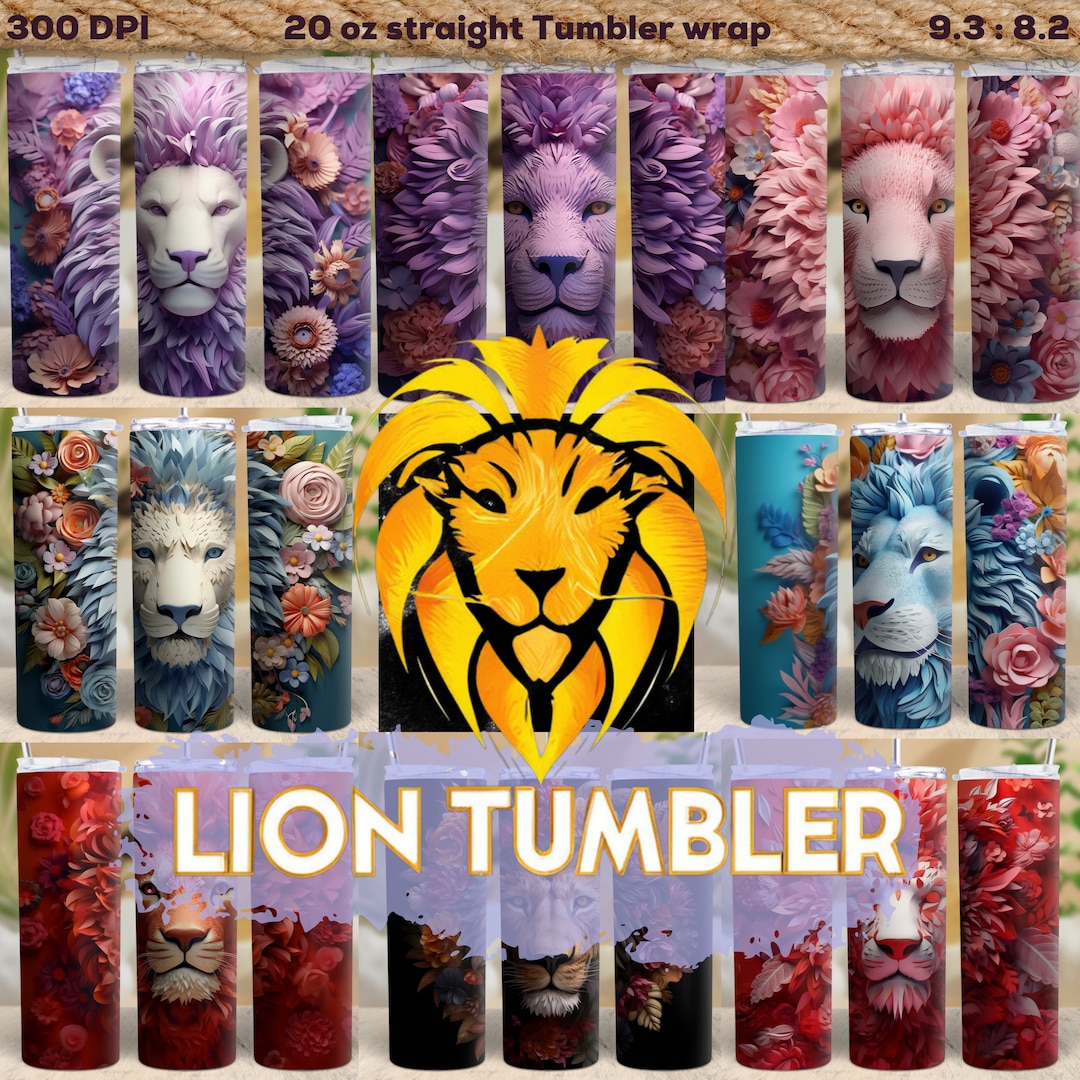 3D Lion Tumbler Wraps Bundle Sublimation Designs Instant - Etsy