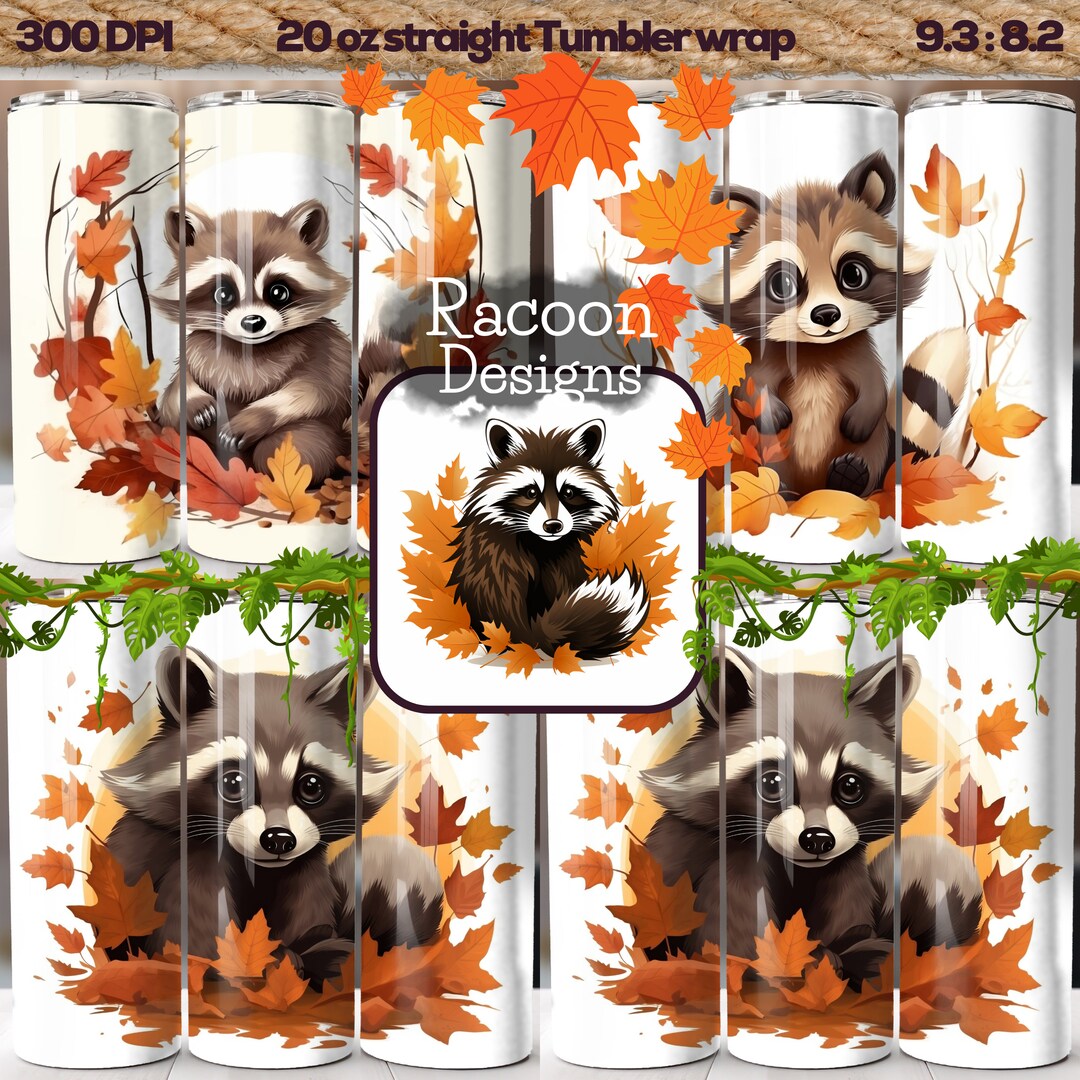 Raccoon Fall Tumbler Wrap Sublimation 20 Oz Skinny Tumbler - Etsy