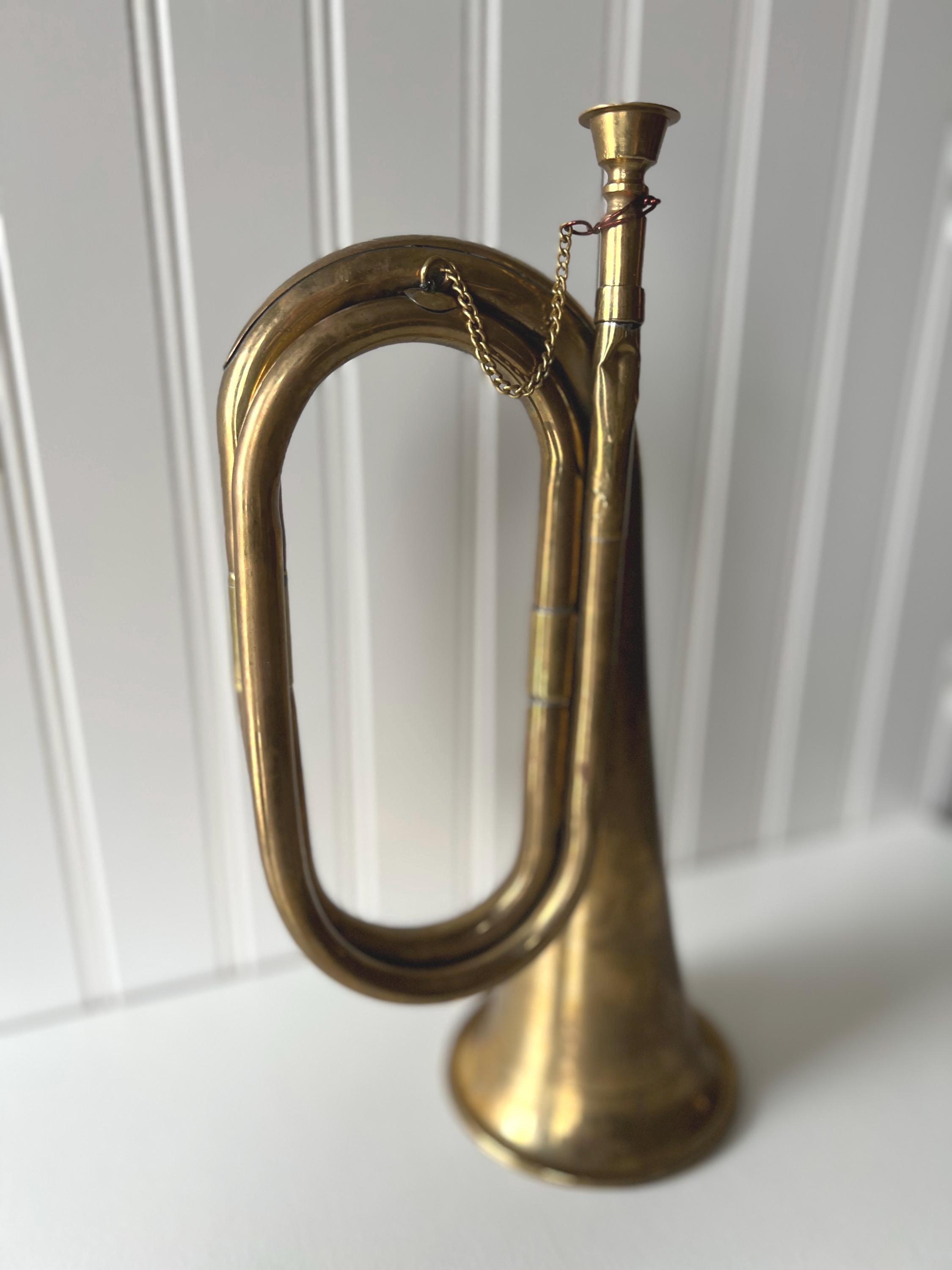 Vintage Brass Bugle Horn / Vintage Horn / Christmas Brass Horn ...