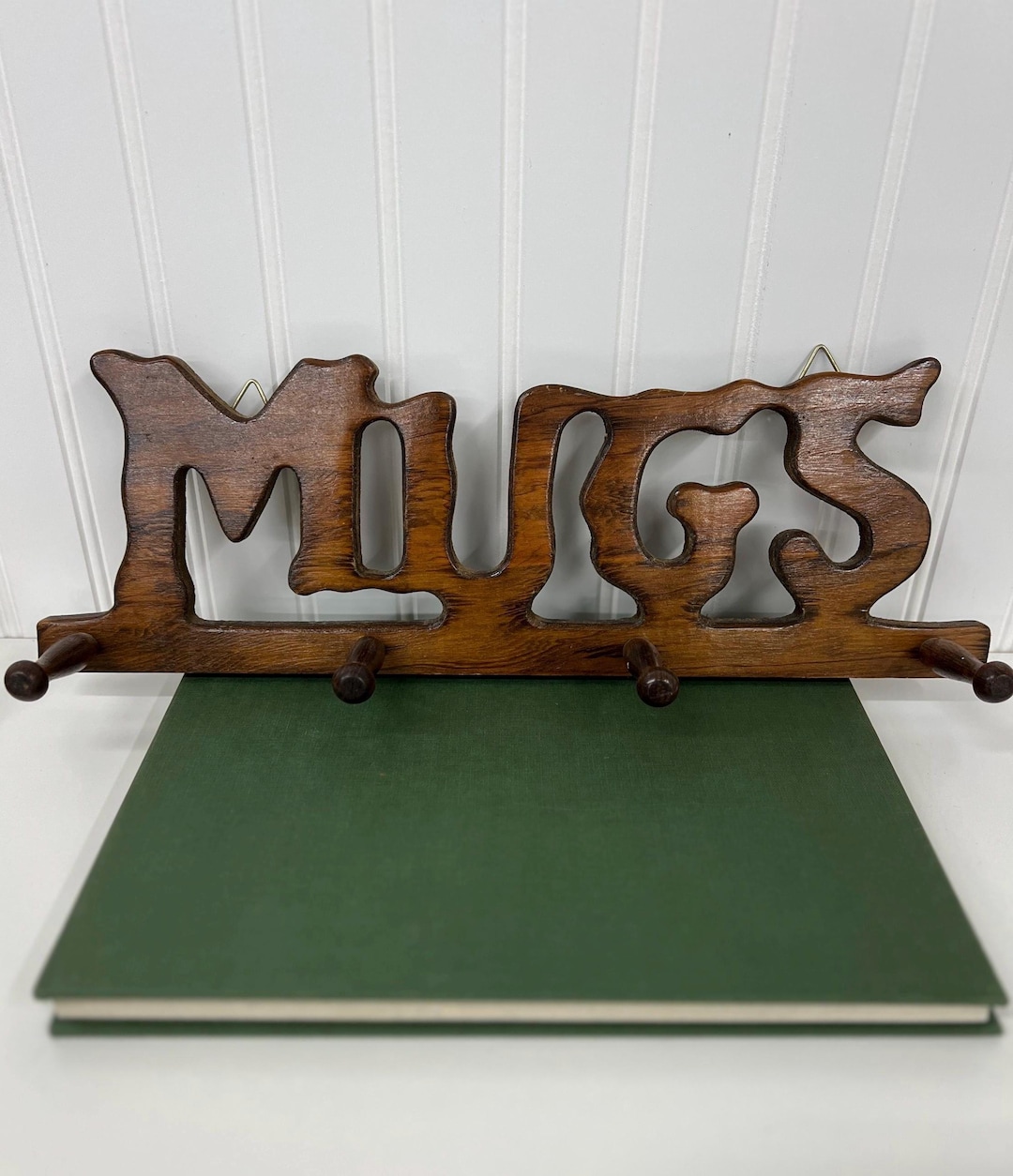 Vintage Wooden Mug Rack With Pegs | Rustic Farmhouse and Cottage Style ...