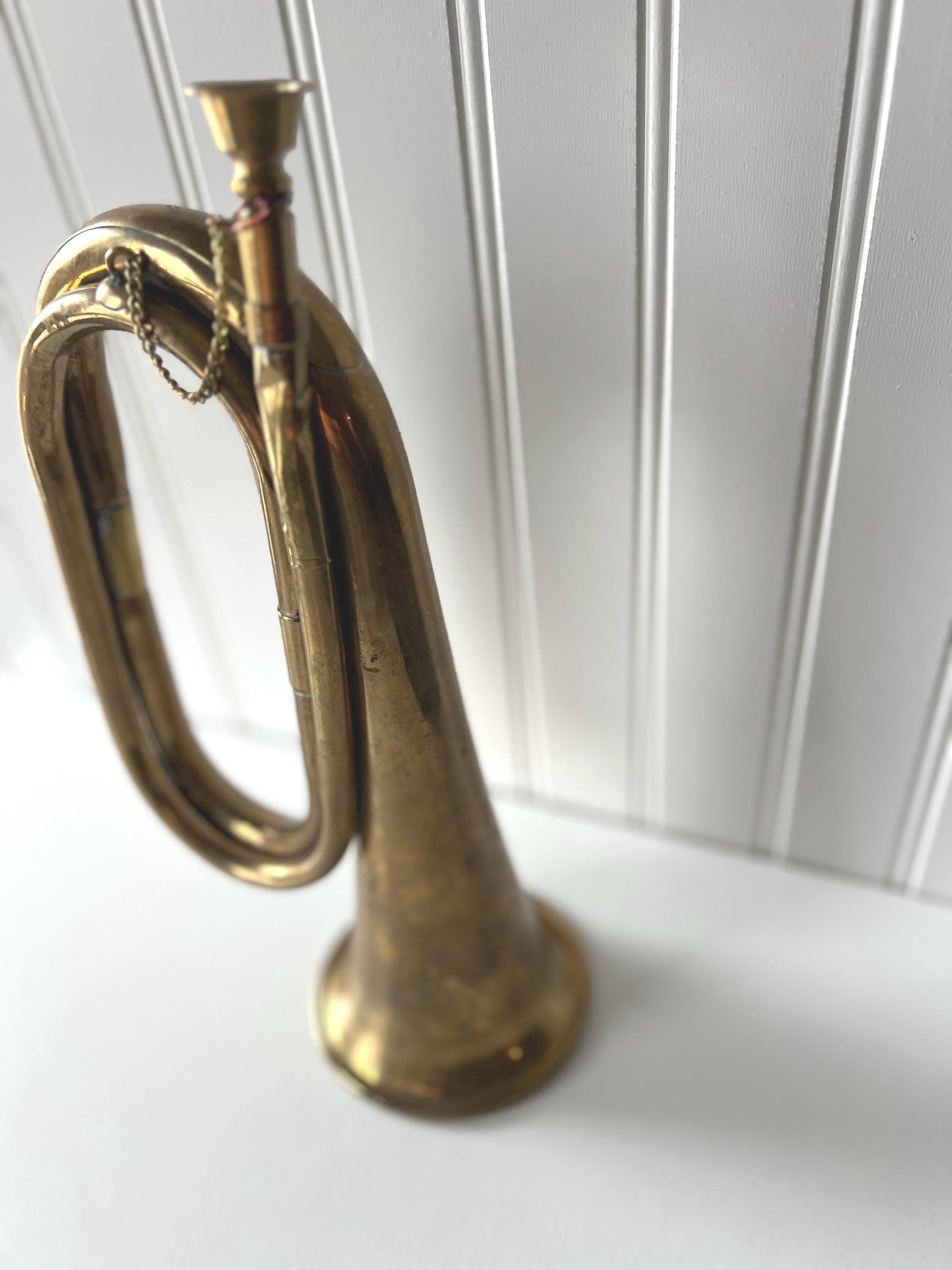 Vintage Brass Bugle Horn / Vintage Horn / Christmas Brass Horn ...