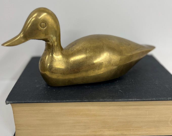 Heavy Smooth Brass Duck Sculpture – Elegant Decorative Brass Bird ...