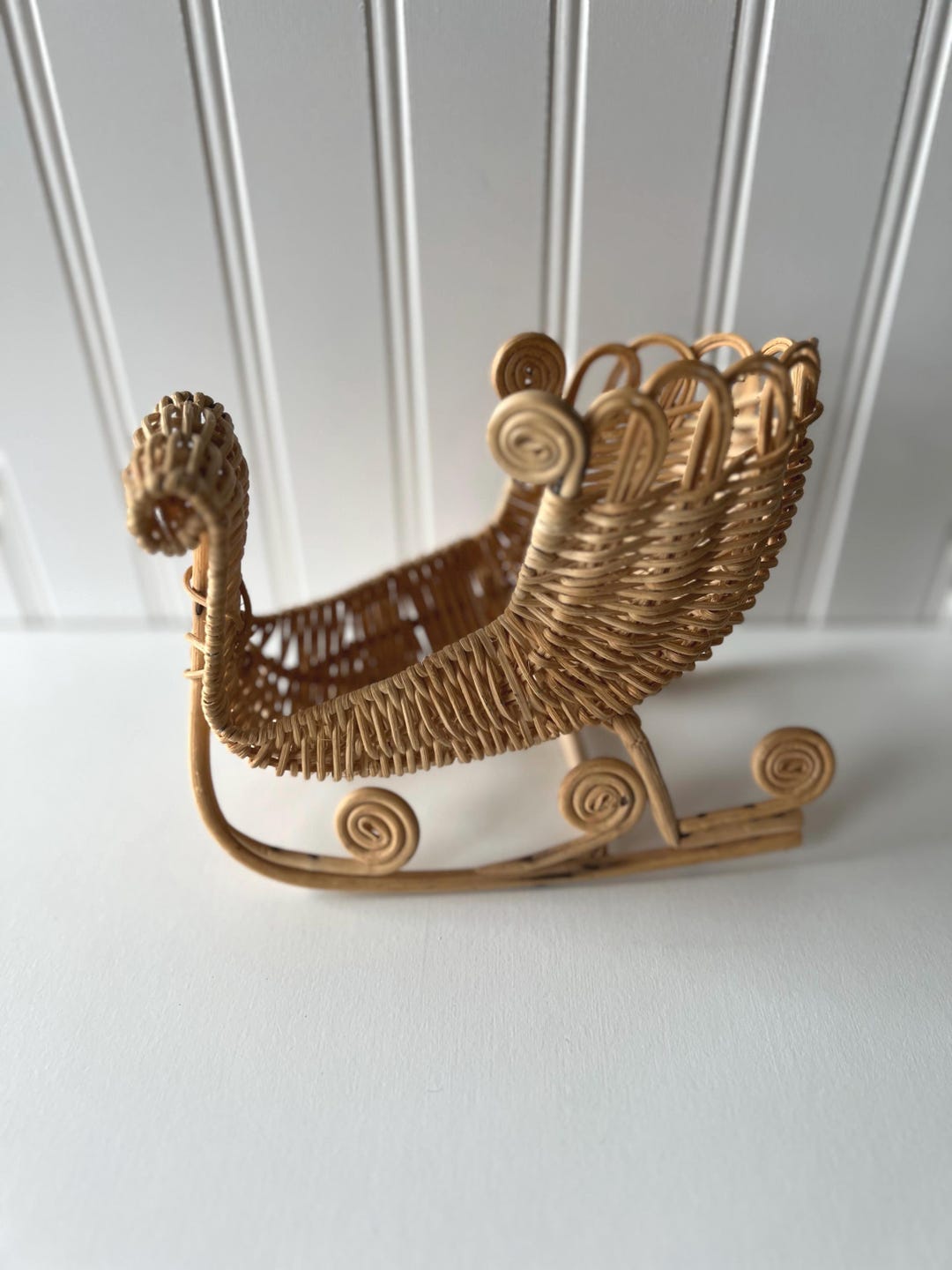 Vintage Wicker/rattan Sleigh / Wicker Sleigh / Rattan Sleigh / Sleigh ...