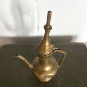 5 3/4” Vintage Indian Brass Etched Teapot With Hinged Lid – Antique ...