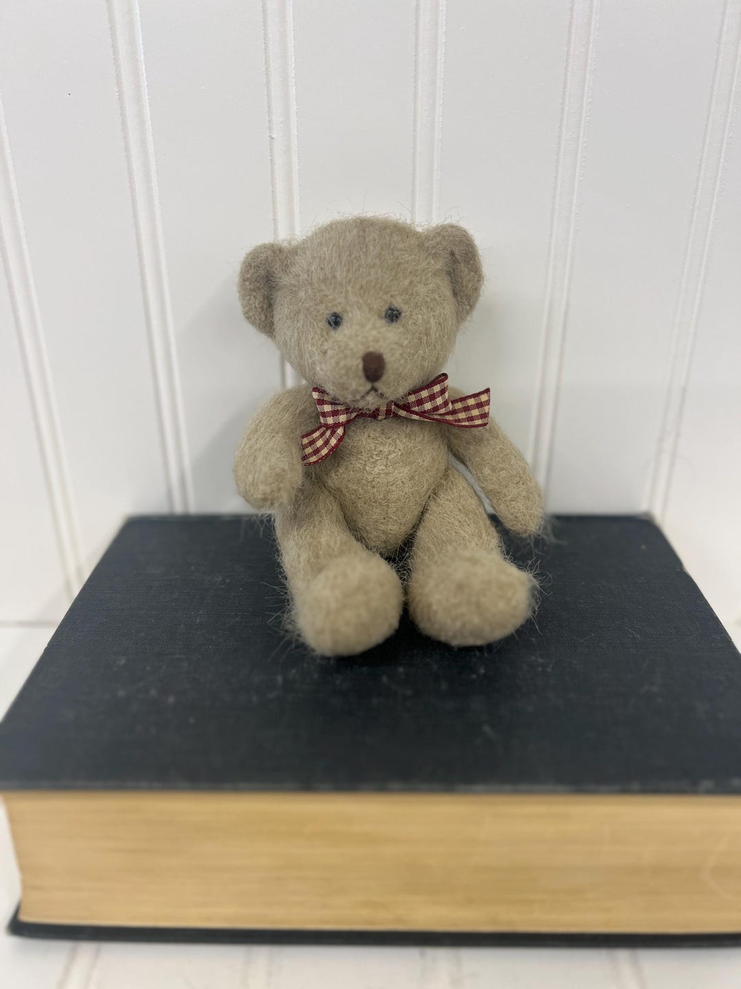 Vintage Russ Cameron Cute Teddy Bear Soft Plush Toy With Checked Bow 6. ...