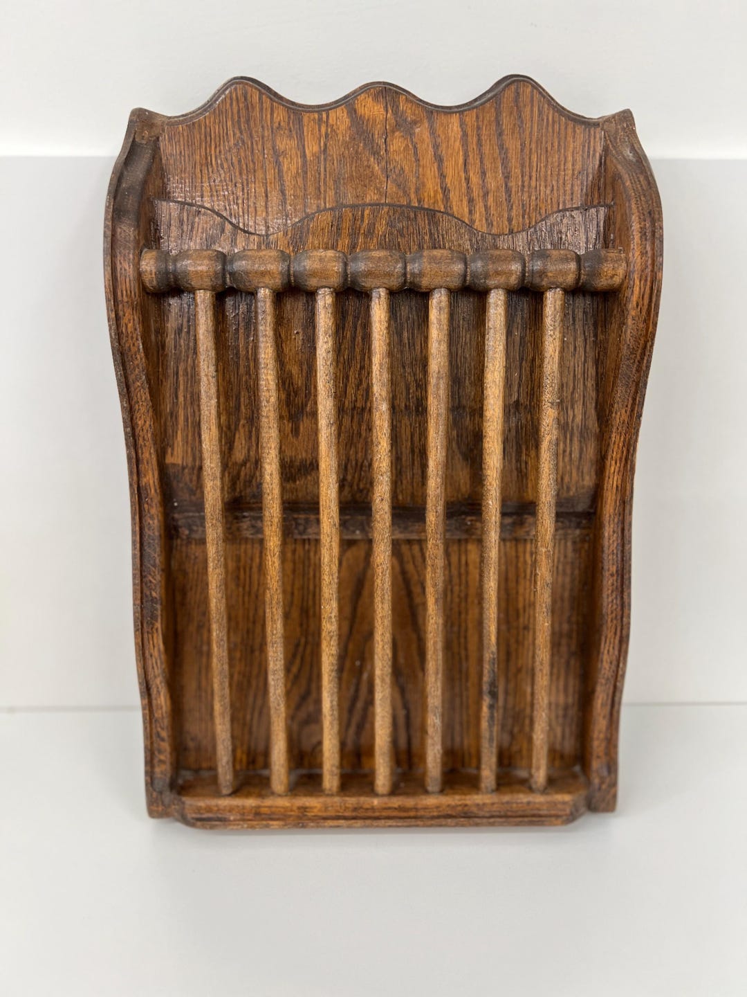 Vintage Wood Wall Letter Holder | Mid-century Style Wall Organizer for ...