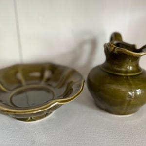 Vintage Mccoy Pitcher and Bowl Pottery Set / Mccoy Avocado Green ...