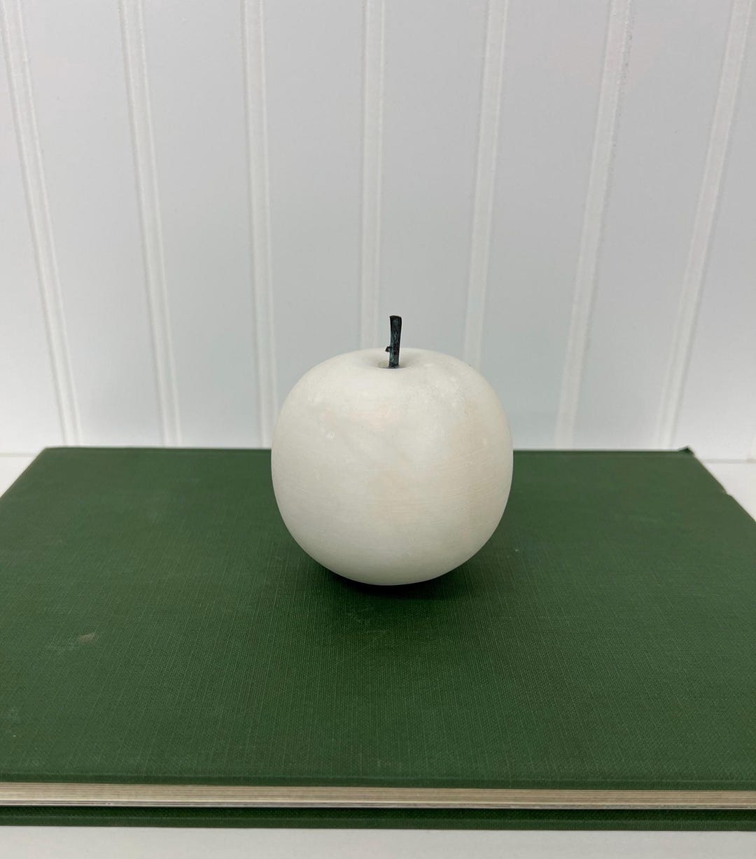 Marble Matte White Apple With Metal Stem – Elegant Paperweight for ...