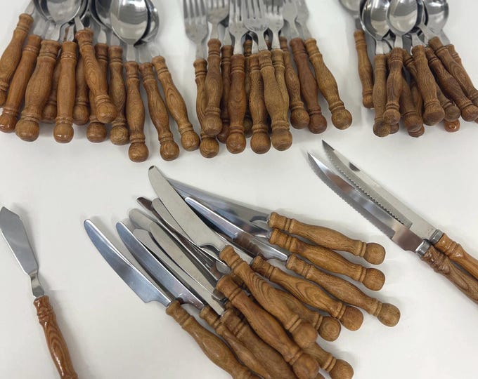 Old Homestead Lifetime Cutlery | 12 Place Settings | Wood-handled ...