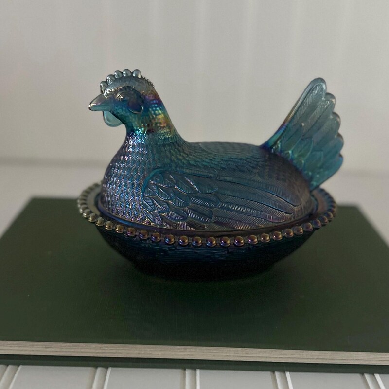 Carnival Glass Hen - Etsy