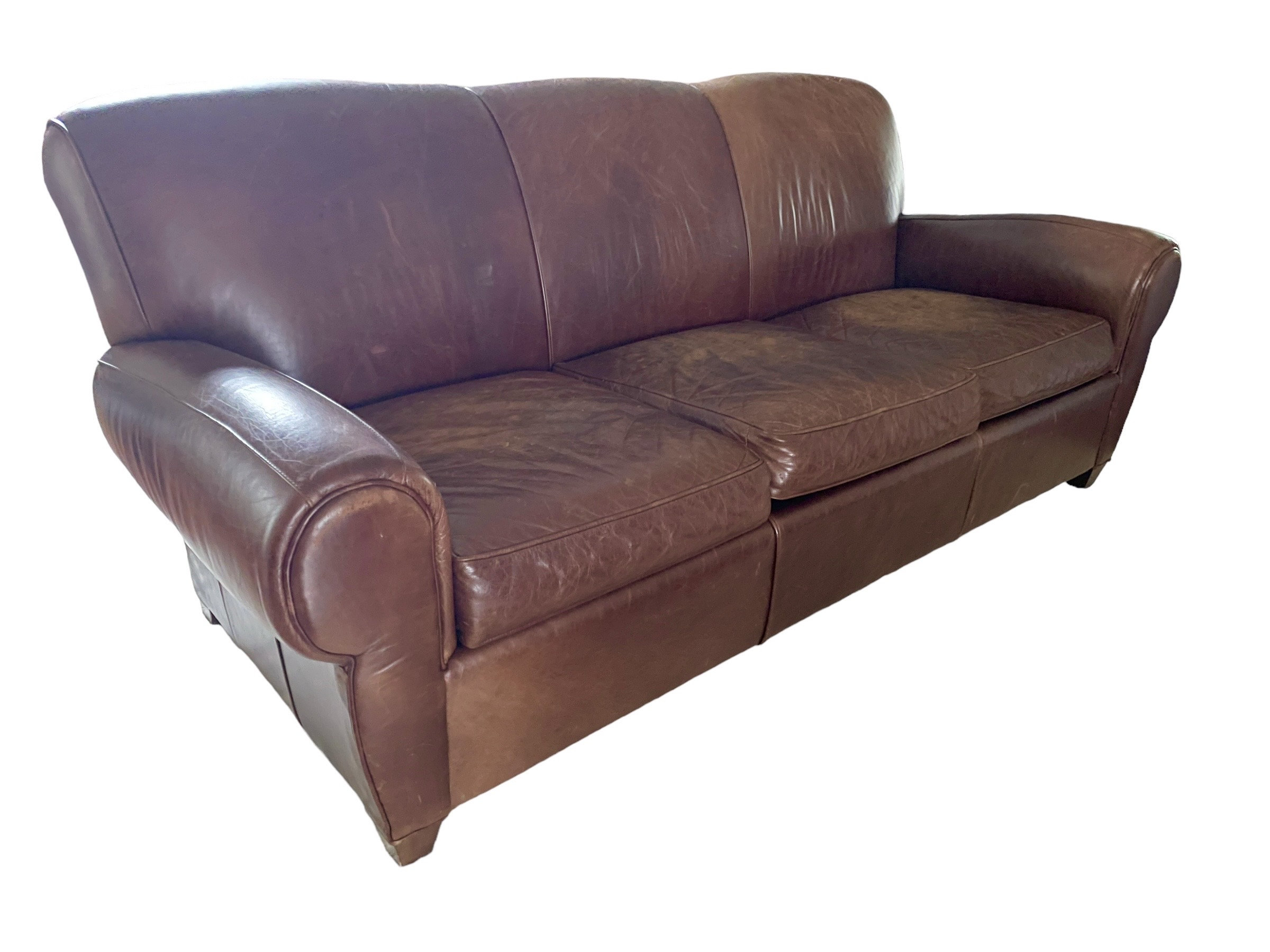 Pottery barn manhattan leather sofa store