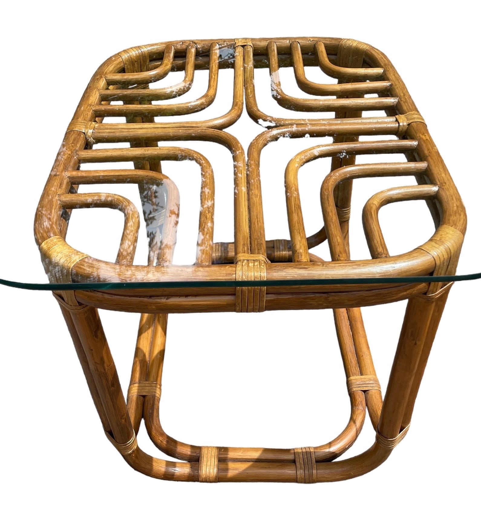 1960s Vintage Brown Jordan Coffee Table Rattan Accent Table Chippendale ...