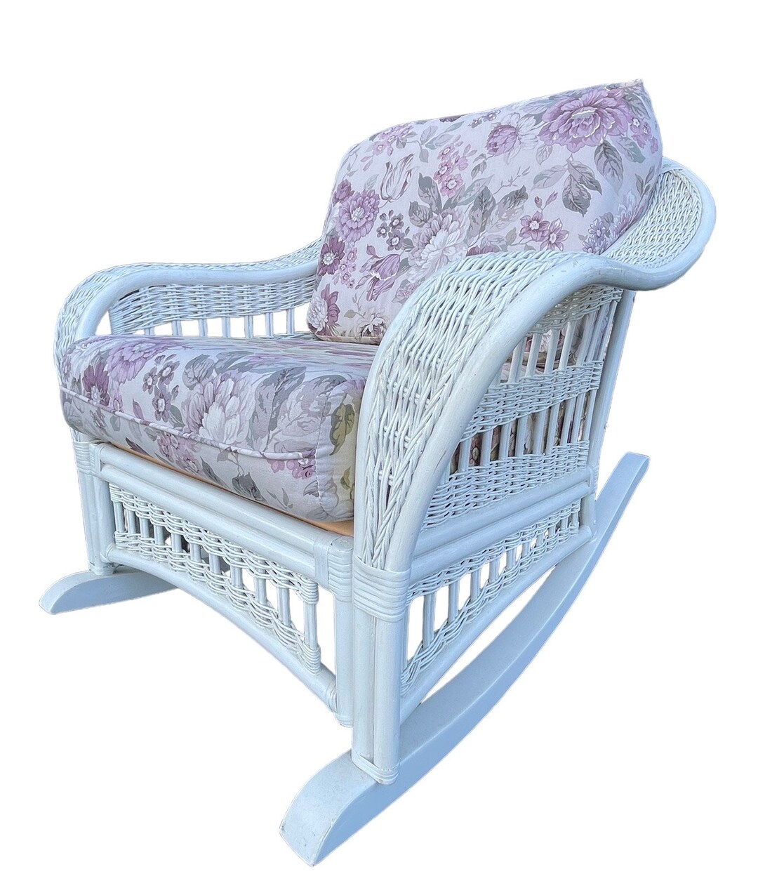 White Wicker Armchair Rocking Chair Vintage Patio Chair Modern Poolside ...