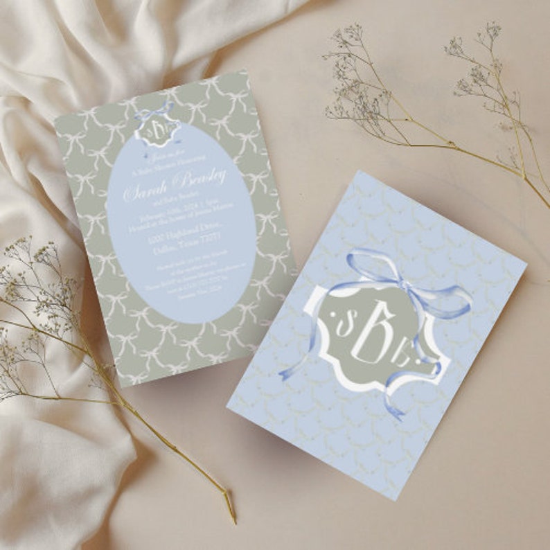 Grand Millennial Baby Shower Invitation Canva Template - Etsy