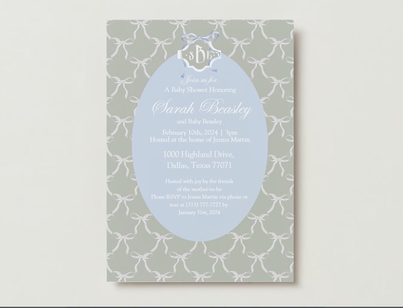 Grand Millennial Baby Shower Invitation Canva Template - Etsy